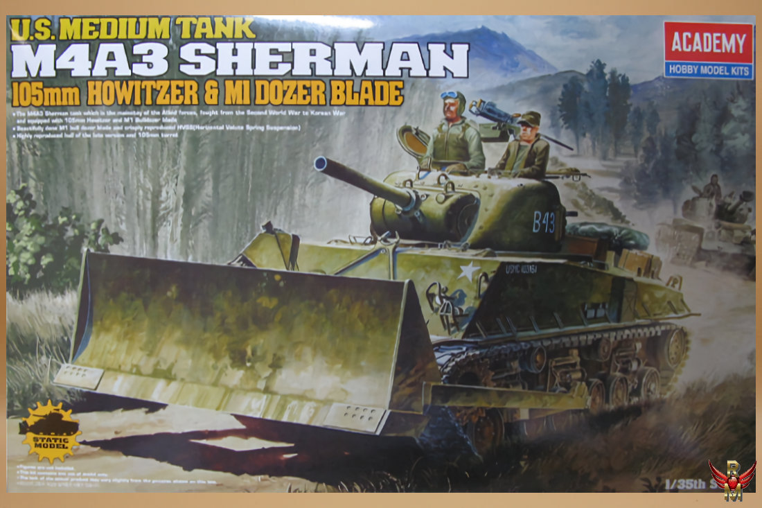 Rowasp ModelbouwAcademy 1/35 US Medium Tank M4A3 Sherman 105mm Howitzer ...